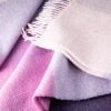 Merino Wool Cashmere Throw Purple Lavender Lilac Blocks - John Hanly & Co